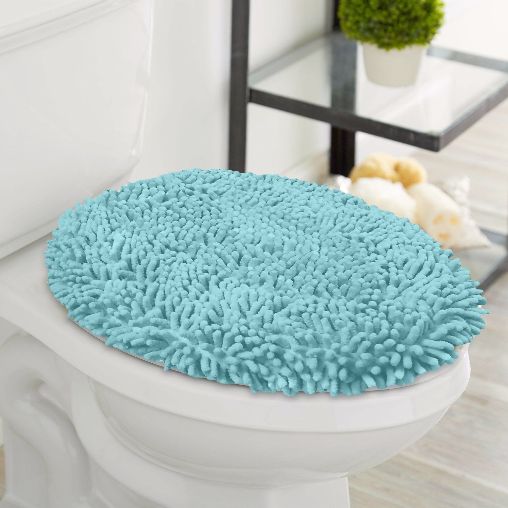 LuxUrux Toilet Lid Cover Round Spa Blue